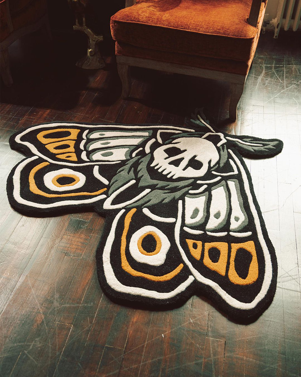 Death Moth Rug - Gothic Tattoo Decor – Inked Rugs