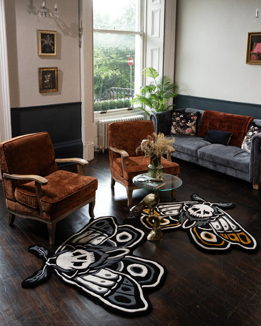 Death Moth Rug - Gothic Tattoo Decor – Inked Rugs