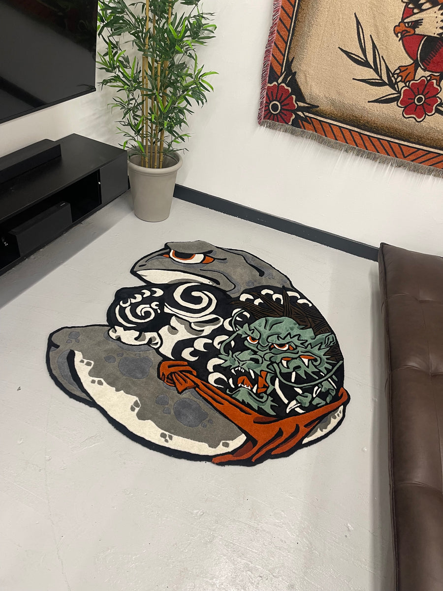 Tattooed Kaeru Rug - Japanese Frog Decor – Inked Rugs
