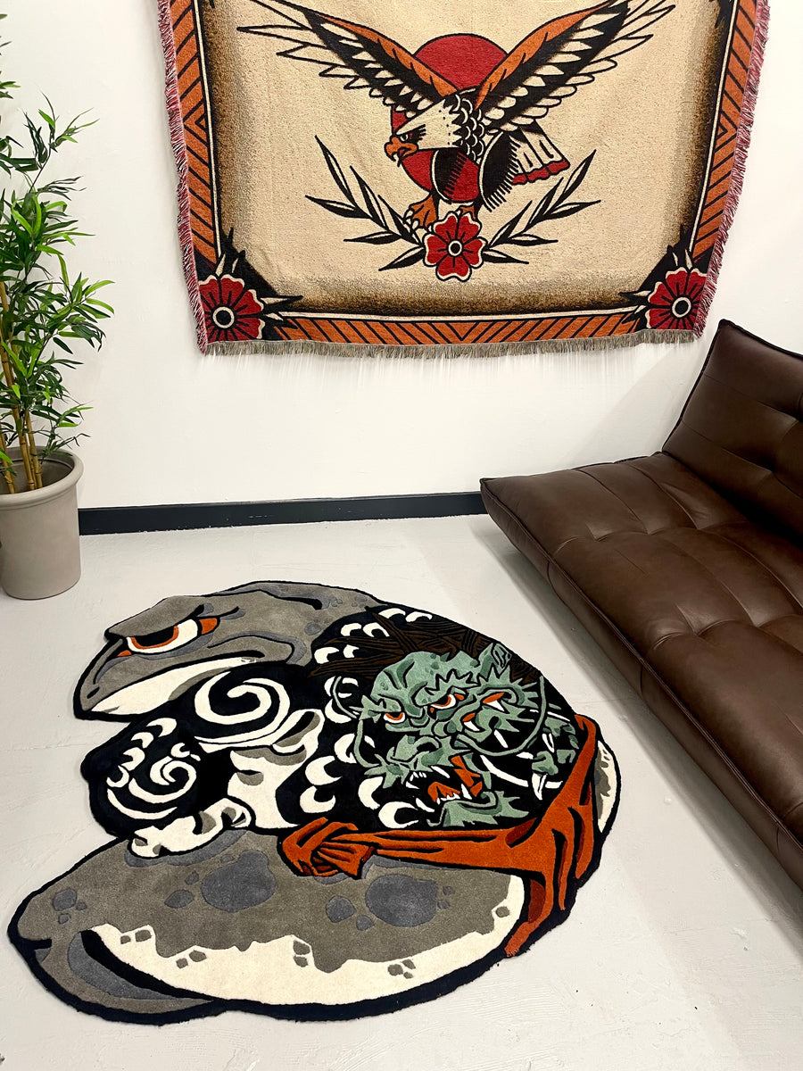 Tattooed Kaeru Rug - Japanese Frog Decor – Inked Rugs