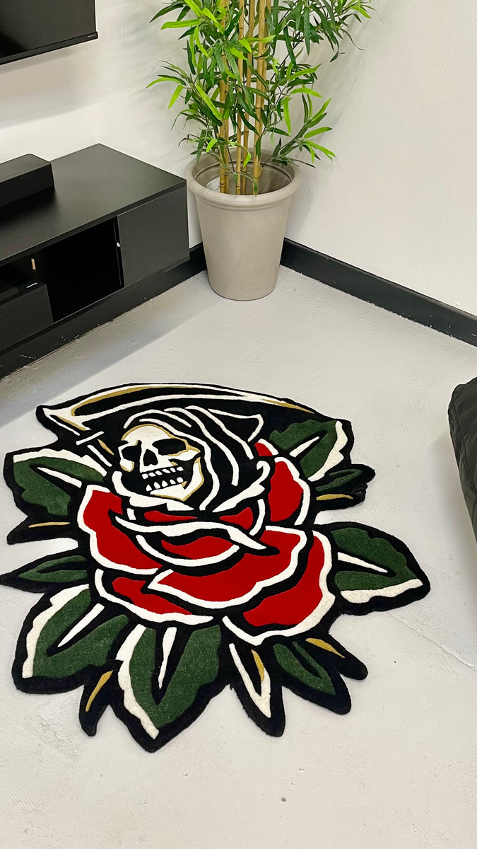 Reaper Rose Rug - Dark Traditional Decor – Inked Rugs