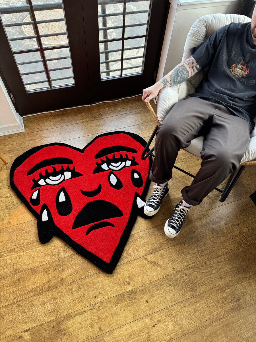 Crying Heart Rug - Emotional Tattoo Decor – Inked Rugs